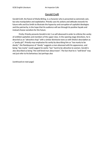 GCSE FULL MARKS, GERALD AIC ESSAY | Teaching Resources
