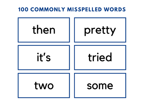 100 commonly misspelled words flashcards | Teaching Resources