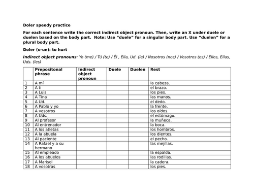 Doler speedy practice | Teaching Resources