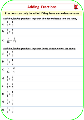 Adding Fractions. | Teaching Resources