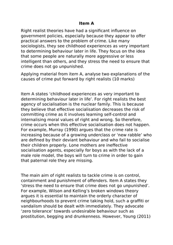 Model answers crime and deviance | Teaching Resources