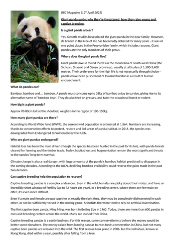 Endangered animals/ Biodiversity with full lesson plan | Teaching Resources
