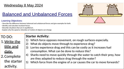 GCSE Physics Resultant Forces: Complete Lesson | Teaching Resources