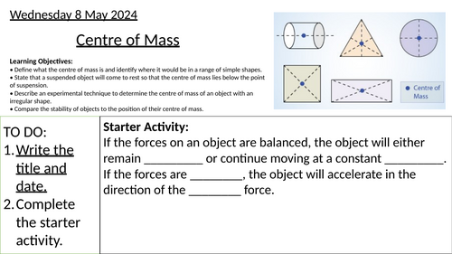 GCSE Physics Centre of Mass: Complete Lesson | Teaching Resources