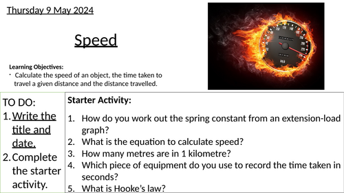 GCSE Physics Speed: Complete Lesson | Teaching Resources