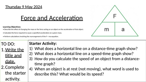Force and Acceleration F=ma | Teaching Resources