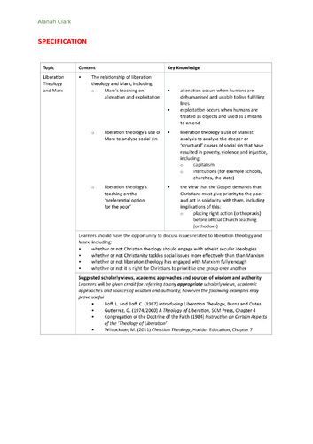 A LEVEL RS OCR, Liberation Theology + Marx | Teaching Resources