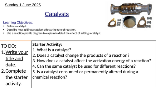 GCSE Chemistry Effect of Catalysts on Rate of Reaction: Complete Lesson ...