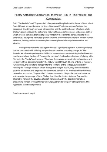 GCSE FULL MARKS, EDUQUAS TIME POETRY COMPARISON | Teaching Resources