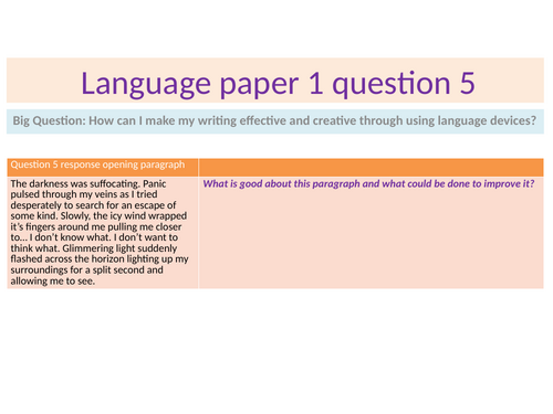 Language paper 1 question 5 | Teaching Resources
