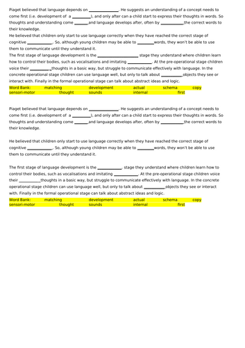 Piaget's Theory of Language Development GCSE Psychology | Teaching ... Piaget's Theory of Language Development GCSE Psychology | Teaching ...