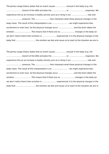 James-Lange Theory of Emotion | Teaching Resources