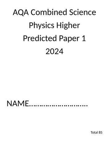 predicted paper 2024 Combined science physics paper 1 | Teaching Resources