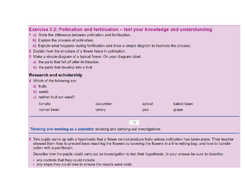 Pollination and fertilisation end of topic test | Teaching Resources