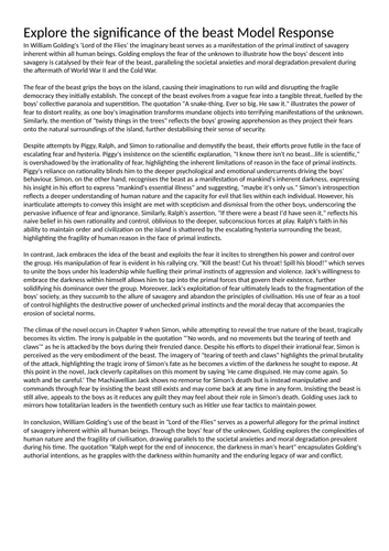 Explore the significance of the beast in Lord of the Flies | Teaching ...