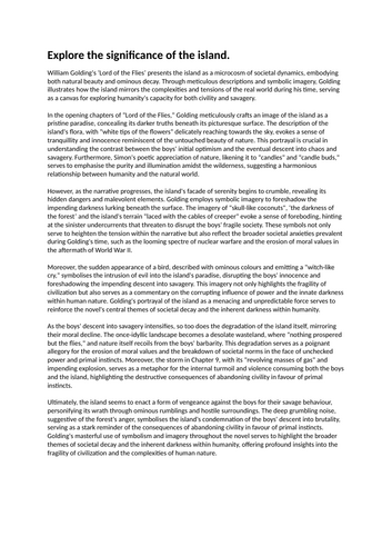 Island Lord of the Flies Model Response | Teaching Resources