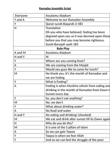 Ramadan and Night of Power Assembly Script | Teaching Resources