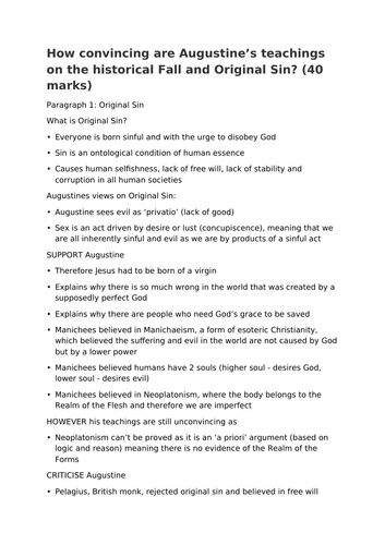 How convincing are Augustine’s teachings on the historical Fall and ...