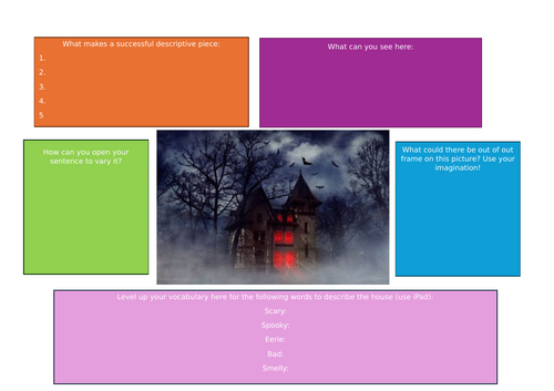 Scary house descriptive writing - Help Sheet | Teaching Resources