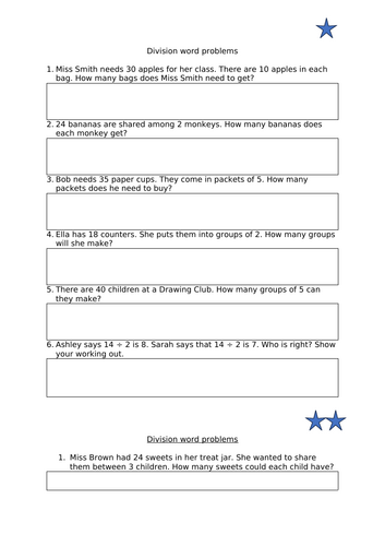 Division word problems for LKS2 | Teaching Resources
