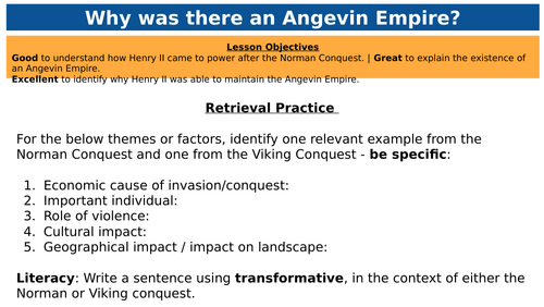 GCSE History lesson on development of Angevin Empire | Teaching Resources