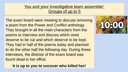 Power and Conflict Murder Mystery Activity | Teaching Resources