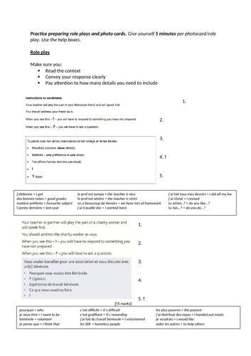GCSE AQA Speaking Role Play & Photo Card Revision | Teaching Resources