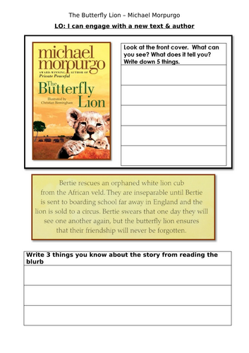 The Butterfly Lion - Lessons & Resources | Teaching Resources