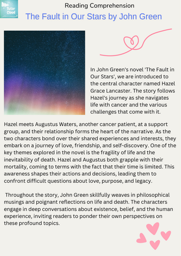 The Fault in Our Stars by John Green – Reading Comprehension | Teaching ...