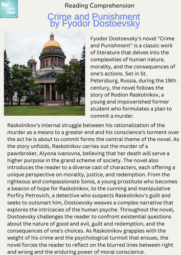 Crime and Punishment by Fyodor Dostoevsky – Reading Comprehension ...