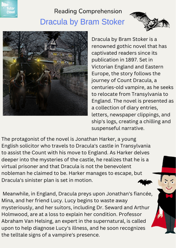 Reading Comprehension Dracula By Bram Stoker Teaching Resources