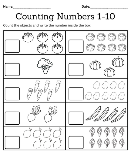 Counting Objects To 10 Worksheet Count And Match – Numbers 1 10