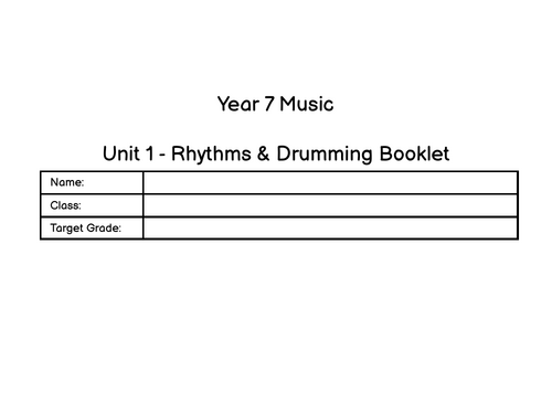 Year 7 - Drumming - Booklet | Teaching Resources