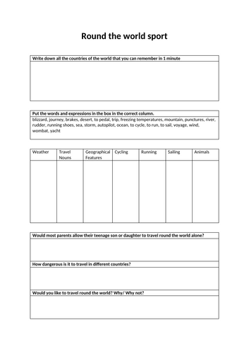 English Gcse Reading Comparing Non Fiction Texts Travelling Around The World Sport Teaching