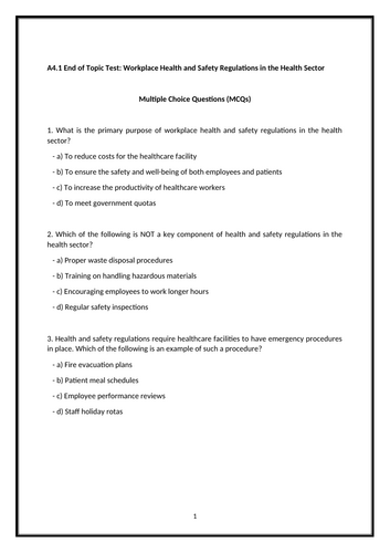 T level health A4 end of topic tests and worksheets | Teaching Resources