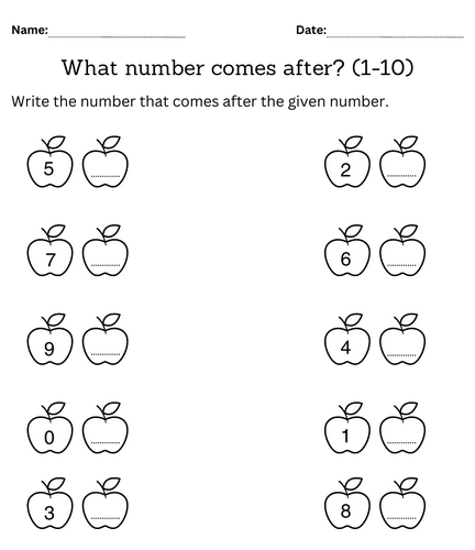 before after and between numbers worksheets 1 to 10 for kindergarten ...