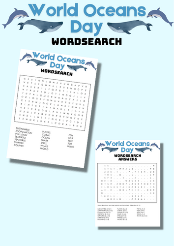 World Oceans Day Wordsearch - End of Year Activity | Teaching Resources