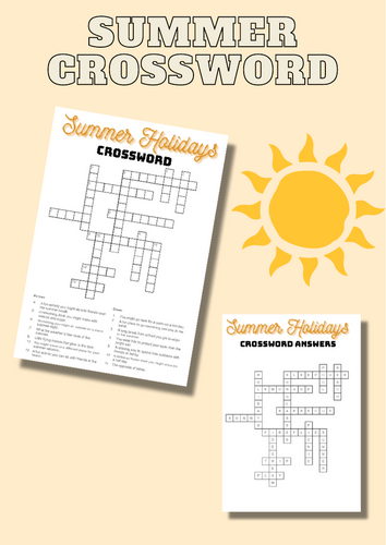 End of Term Summer Holidays Crossword Worksheet | Teaching Resources