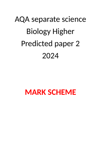 predicted paper 2024 Biology Higher Paper 2 | Teaching Resources