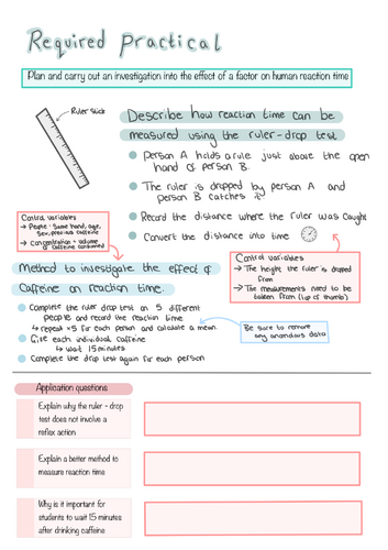 Biology required practical - reaction times | Teaching Resources