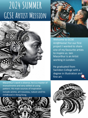Transition Summer 2024 Art & Design Homework Booklet Year 9 into 10 ...