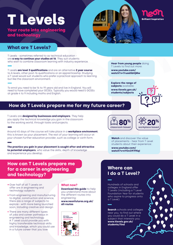 T Level explorer leaflet | Teaching Resources