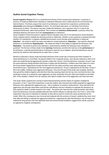 IB Sociocultural - Outline Social Cognitive Theory | Teaching Resources