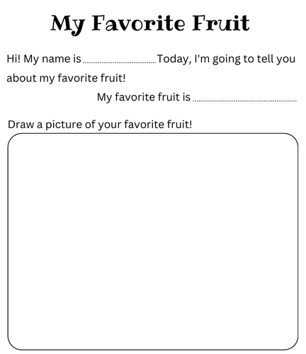 printable my favorite fruit worksheet for kindergarten | Teaching Resources
