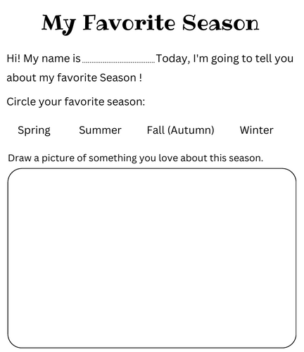 printable my favorite season worksheet | Teaching Resources