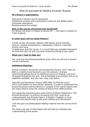 Tsarist Russia and the Communist Revolution Pre Course Reading ...