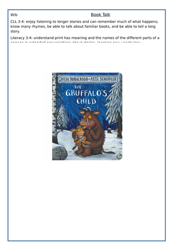 Gruffalo's child book talk worksheet | Teaching Resources