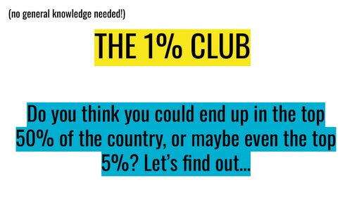 1% club style quiz | Teaching Resources