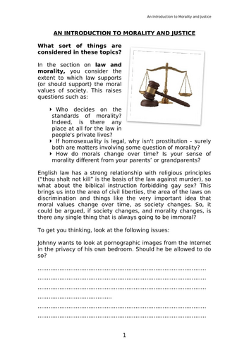 An Introduction to Morality and Justice | Teaching Resources