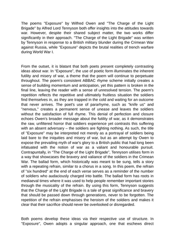 GCSE English: Compare how poets explore ideas about war in Charge of ...